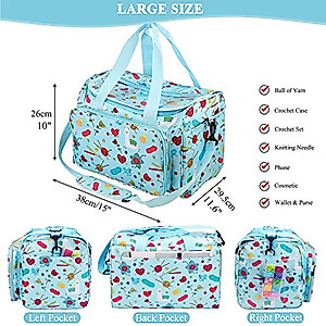 Coopay Knitting Bag Large Crochet Bag, Huge Knitting Bags and Totes Organizer Yarn Storage Organizer for Unfinished Project, Knitting Needles, Crochet Hooks, Skeins Yarn -Ideal Knitting & Crochet Gift