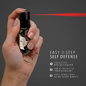 Guard Dog Security Pepper Spray, Keychain with Safety Twist Top, Mini and Easy Carry, Lightweight and Fashionable, Maximum Police Strength OC Spray, 16 Feet Range (Floral)