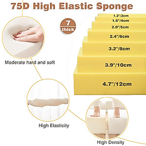 RCDPK Seat Cushion Custom Size, Bench Pad, Bay Window Cushion, Chair Pad, Sofa Cushion, Window Seat Pad, Furniture Cushion, Linen Fabric, Indoor/Outdoor Furniture Cushion,75D High Density Sponge