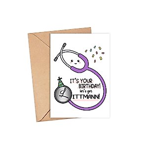OwingsDesignsPerfect It's Your Birthday Let's Get Littman Card - Emergency Medicine Card - Medical Pun Card - Cute Medical Card Gift For Doctor-Nurse - Pediatrician Card - Greeting Card