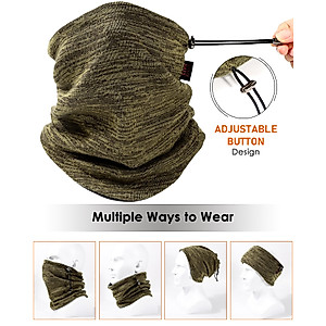 Winter Beanie Hat Scarf for Men Women Knit Thick Fleece Lined Warm Windproof Ski Skull Cap Neck Warmer Gaiter Face Scarf Set