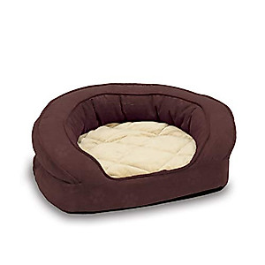K&H PET PRODUCTS Deluxe Ortho Bolster Sleeper Pet Bed Eggplant Paw Print Medium 30 Inches
