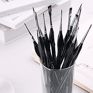 Qionew Micro Detail Paint Brush Set, 15pcs Miniature Painting Brushes for Fine Detailing & Art Painting -Craft Models, Rock Painting, Watercolor Oil Acrylic, Face, Nail, Warhammer40k