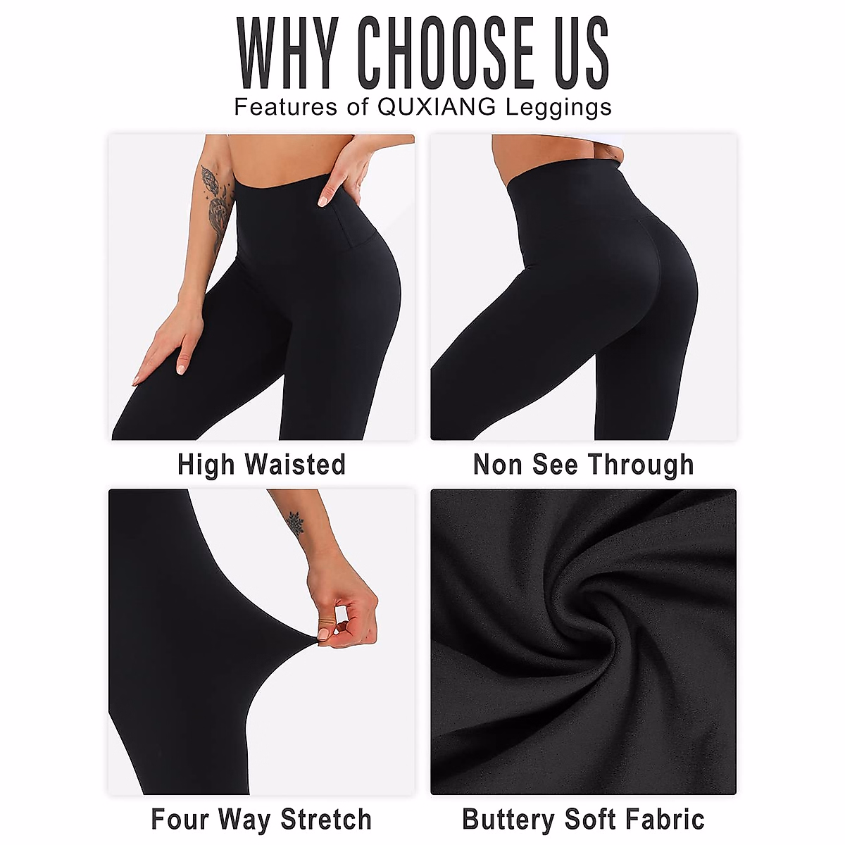 3 Pack High Waisted Leggings for Women No See Through Yoga Pants Tummy Control Leggings for Workout Running Buttery Soft (Pocket Black/Black/Black, L/XL)