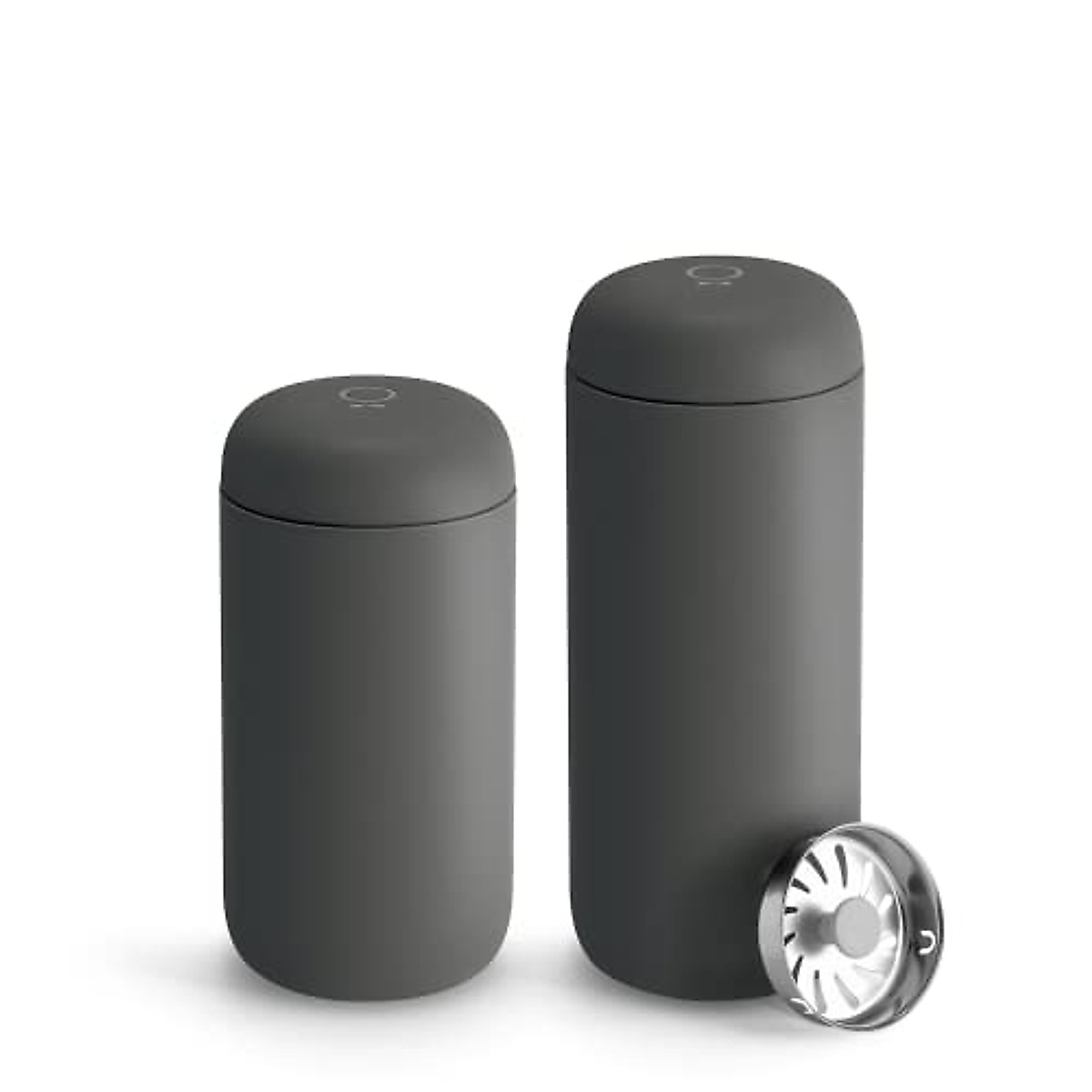 Fellow 16 oz Carter Move Travel Mug - Vacuum-Insulated Stainless Steel Travel Coffee Mug - Coffee Tumbler with Ceramic Interior and Splash Guard - Slate Grey