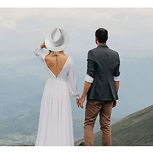 HUDANHUWEI Womens Wide Brim Fedora Hat with Pearl Band Lady Panama Hat A White