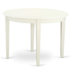 East West Furniture BOLG3-LWH-W 3 Piece Dining Set Contains a Round Kitchen Table and 2 Dining Chairs, 42x42 Inch, Linen White