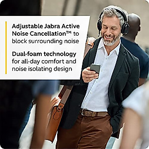 Jabra Evolve2 75 PC Wireless Headset with 8-Microphone Technology - Dual Foam Stereo Headphones with Adjustable Advanced Active Noise Cancelling, USB-A Bluetooth Adapter and UC Compatibility - Black