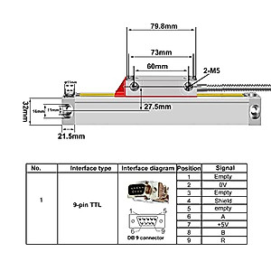 High Accuracy Linear Scale Encoder 5um 270mm (10") Travel Length for Lathe Machine Milling Machine DRO Tools