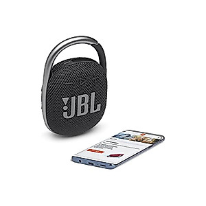 JBL Clip 4 Shower Speaker | Waterproof Bluetooth Speaker | Includes JBL Clip 4 Bluetooth Portable Speaker and Mircofiber Cloth | Mini Bluetooth Speaker, Beach | Black
