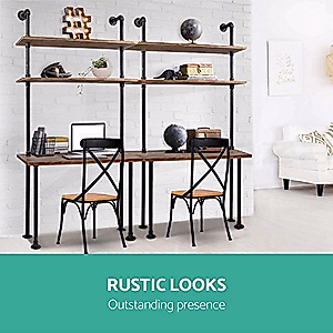 LOKKHAN 79-inch Industrial Laptop Desk Solid Wood Computer Desk Wall Pipe Desk with Shelves Computer Table for Home Office (L:40 inch)