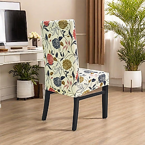 Lalluxy Stretchy Parson Chair Slipcovers for Dining Room Chair seat Covers Chair Protectors for Party Pet Protection Universal Fit Soft Polyester (Set of 4, Orange Flowers)