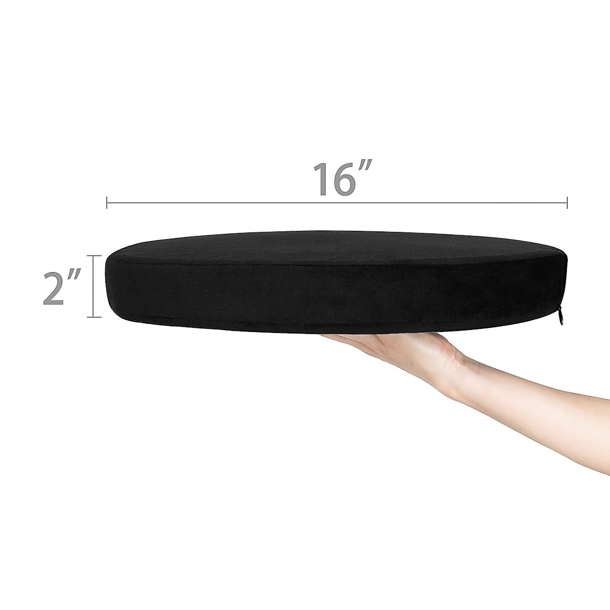 Shinnwa Chair Pad,Round Memory Foam Seat Cushion Lumbar Support Pillow for Chair Black 16"