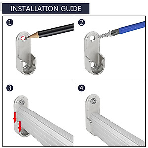 Zorveiio Silver Closet Rod End Supports, Oval Closet Rod Holder Small Closet Rod Bracket for Wardrobe Closet, 1 Inch Diameter, Pack of 8