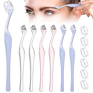 Eyebrow Razor Mini Eyebrow Razor Trimmer Female Face Shaver Lip Hair Remover with Precision Cover Small Shaver for Women Makeup Face Care Tools(Clear, Clear Purple, Light Blue)