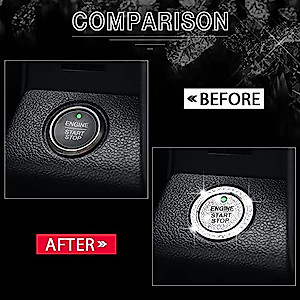 CARFIB for Ford F-150 F-250 F-350 F-450 Edge Fusion Car Bling Accessories 2021 2020 2019 Ignition Button Ring Start Stop Decals Caps Covers Pickup Truck Men Women Zinc Alloy Rhinestone Silver 2 Pack