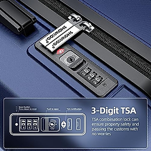 SHOWKOO Luggage Sets Expandable PC+ABS Durable Suitcase Double Wheels TSA Lock 3pcs Blue