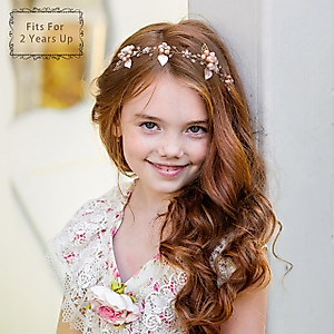 Oriamour Bridal Crystal Headband with Freshwater Pearls Flower Design Wedding Hair Accessories (Gold)