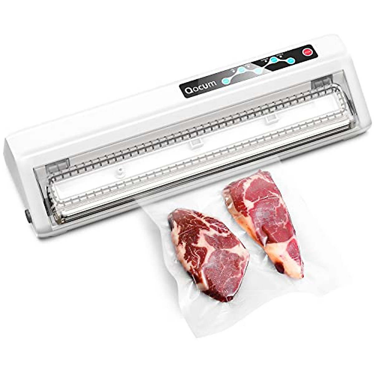 Qocum Vacuum Sealer Machine for Food Savers and Sous-Vide, Automatic Food Sealer with Dry/Moist/Normal/Gentle Mode, Clear Cover Design, food saver Vacuum Sealer Compatible with All Vacuum Sealer Bags