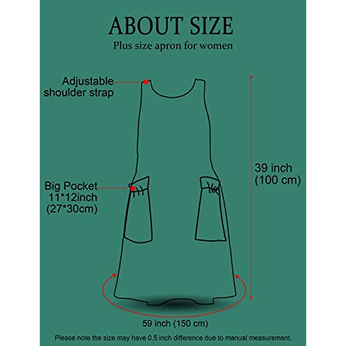 APRONNER Big Plus Size Aprons for Women with Pockets Cotton Linen Baking Kitchen Cooking Rose Flower