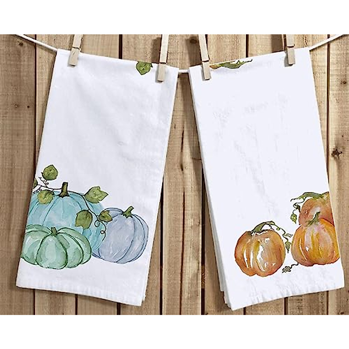 Secarond Fall Pumpkin Kitchen Dish Towel 18 x 28 Inch Set of 2, Autumn Harvest Thanksgiving Pumpkins Farmhouse Holiday Tea Towels Dish Cloth for Cooking Baking
