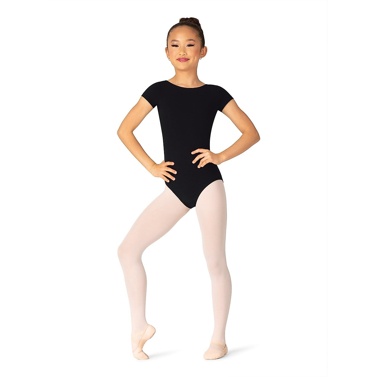 Theatricals Girls Cotton Pinched V-Back Short Sleeve Leotard Purple L TH5559C