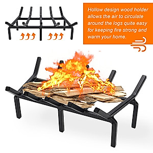TwentyNext 17 Inch Fireplace Grate Heavy Duty Solid Steel Fire Grate for Fire Pit Wood Log Rack Stove Firewood Holder for Indoor Hearth Outdoor Fire Pit Chimney Hearth Kindling Tool