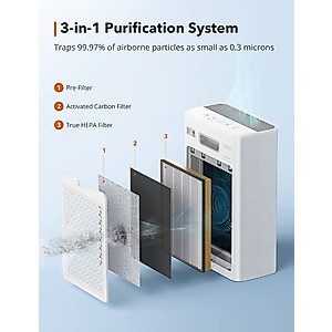 HEPA H13 Air Purifier for Home, Allergies Smoke Pollen Pets, Home Air Cleaner Filtration System, Odors Dust, Sleep Mode Timer Auto Mode