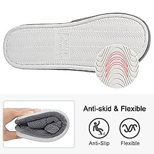 shevalues Unisex Terry Cloth Open Toe Slippers Womens Memory Foam Slip On House Slippers Shoes, Grey, 7.5-8.5 Women/6-7 Men