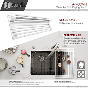 STYLISH Over The Sink Roll-Up Dish Drying Rack | Trivet | Heat Resistant | Drying Dishes and Rinsing Vegetables | White | A-900WH (White) Visit The Store