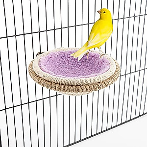 DQITJ Bird Breeding Nest Canary Finch Parrot Weave Cotton Rope Nest Cage Perch Hatching House (5.2 inch)