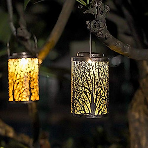 Hanging Solar Lights Outdoor - Solar Lanterns Garden Solar Patio Table Lamps Decorative SUNWIND 2 Pack for Garden, Backyard, Tree, Porch, Wall, Fence