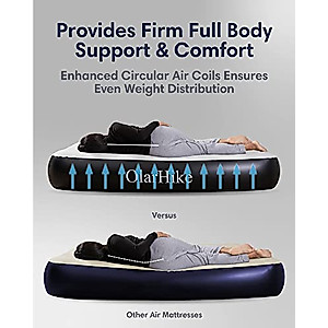 OlarHike Queen Air Mattress with Built in Pump,Inflatable Blow Up Airbed with Storage Bag,13" High Speed Inflation Black, Camping Accessories, Travel and Guests & Indoor