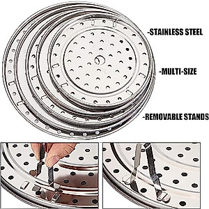 Yesland 5 Sizes 304 Stainless Steel Steamer Rack, Pressure Cooker Canner Rack & Cooling Rack with Detachable Legs, Round Pot Steaming Tray for Baking Cooking Steaming(7'' 7.5'' 8.5'' 9.25'' 10'')