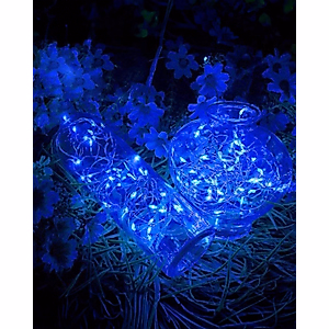 Twinkle Star 2 Pack Outdoor Solar String Lights, Total 80 FT 240 LED Solar Fairy Lights Outside Waterproof 8 Modes, Christmas Tree Light for Patio Garden Party Backyard Wedding Decor Blue