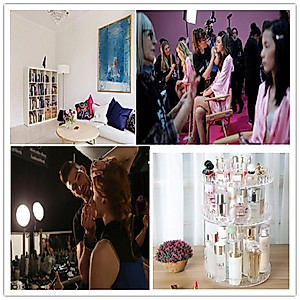 BOTIDE Diamond Pattern Three Layers Perfume Organizer, 360 Rotating Diamond Cosmetic Storage Box Transparent Acrylic Swivel Shelf Desktop Skin Care Product Dresser Finishing, Plus Size