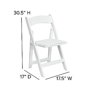 Flash Furniture HERCULES Series White Wood Folding Chair with Vinyl Padded Seat