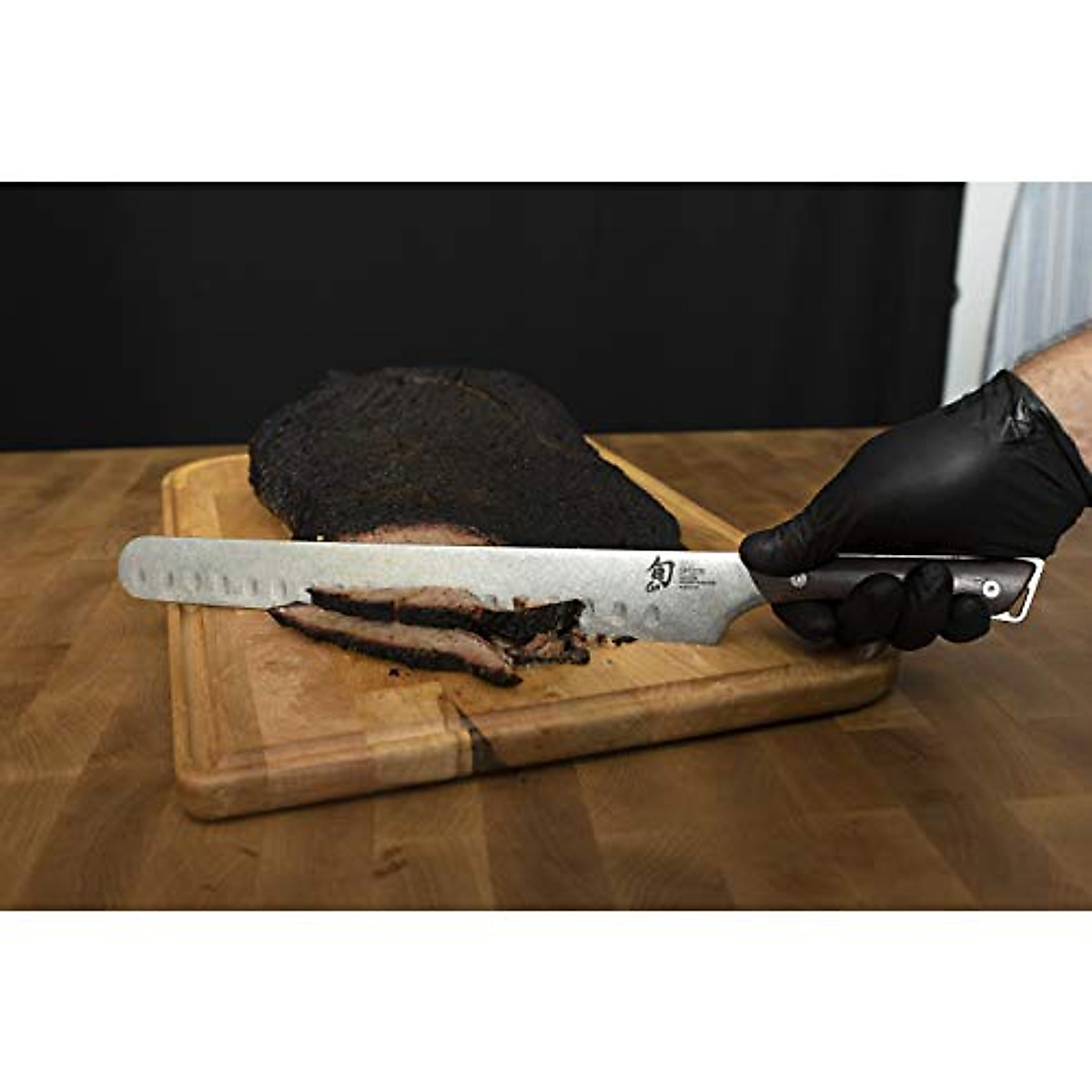 Shun Cutlery Kanso Hollow Ground Brisket Knife 12”, Authentic, Handcrafted Japanese Knife, Includes Wooden Saya Sheath, Ideal for Brisket, Roasts, Turkey, Ham and More