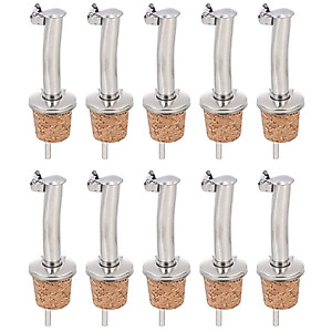 DOITOOL 10 Pcs Wine Bottle Pourers Stainless Steel Liquor Pour Spout Wine Bottle Stoppers Pourers Olive Oil Bottle Tapered Spout Cork Plug Liquid Dispenser Silver