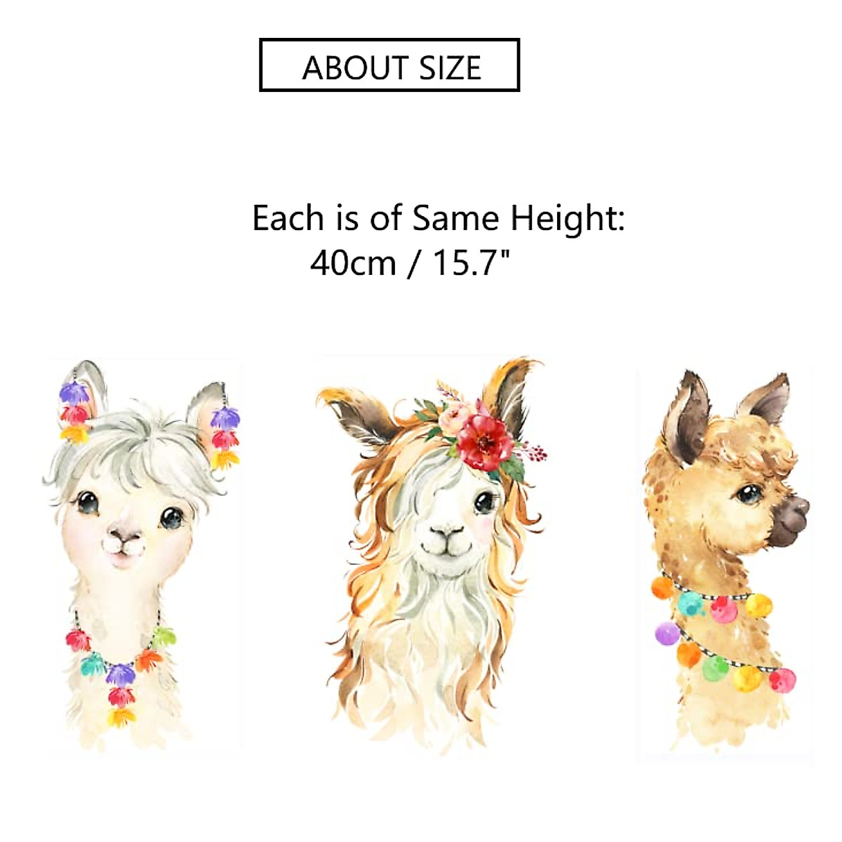 15.7" H Large Llama Wall Decals Peel and Stick for Girls Bedroom Baby Nursery Kids Classroom Decor,Fashion Llama Wall Stickers Mural, Llama Decor Nursery for Baby Girl,Llama Prints Wall Art