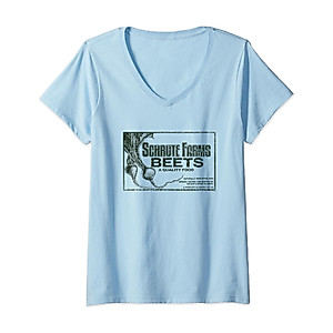 Womens The Office Schrute Farms Beets Crate Label V-Neck T-Shirt