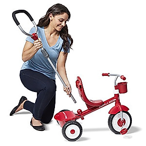 Radio Flyer 4-in-1 Stroll 'N Trike, Red Tricycle for Toddlers Age 1-5, Toddler Bike