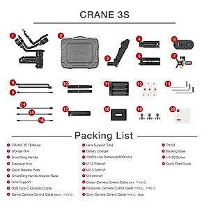 Zhiyun Crane 3S Gimbal Stabilizer for Mirrorless DSLR Cinema Cameras Camcorder for Sony Canon Panasonic Nikon Camera, Blackmagic 6K 4K, Modular Design, Max Payload 6.5kg (Smartsling Handle)