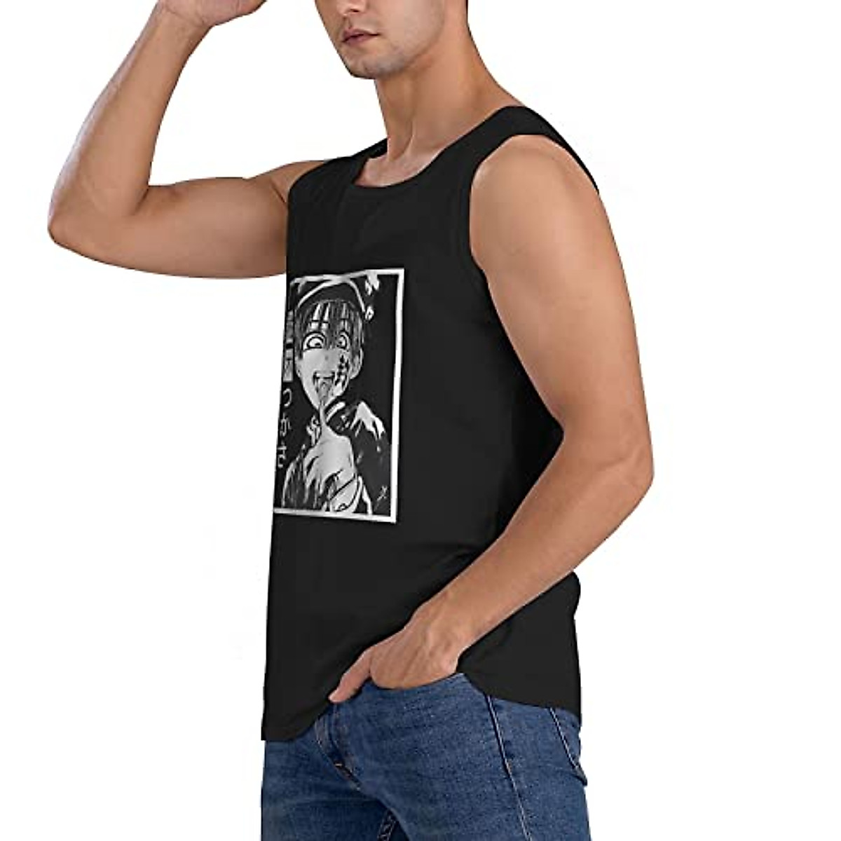Toilet-Bound Anime Hanako-Kun Men's Tank Tops Tshirt Cool Custom Sleeveless Shirts Black 3X-Large