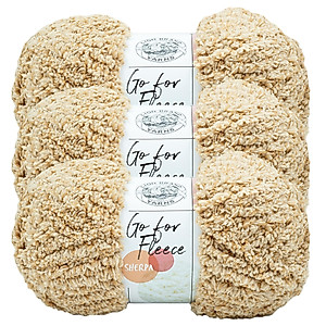 Lion Brand Yarn Go for Fleece Sherpa Jumbo Yarn for Knitting, Crocheting, and Crafting, 3 Pack, Honey