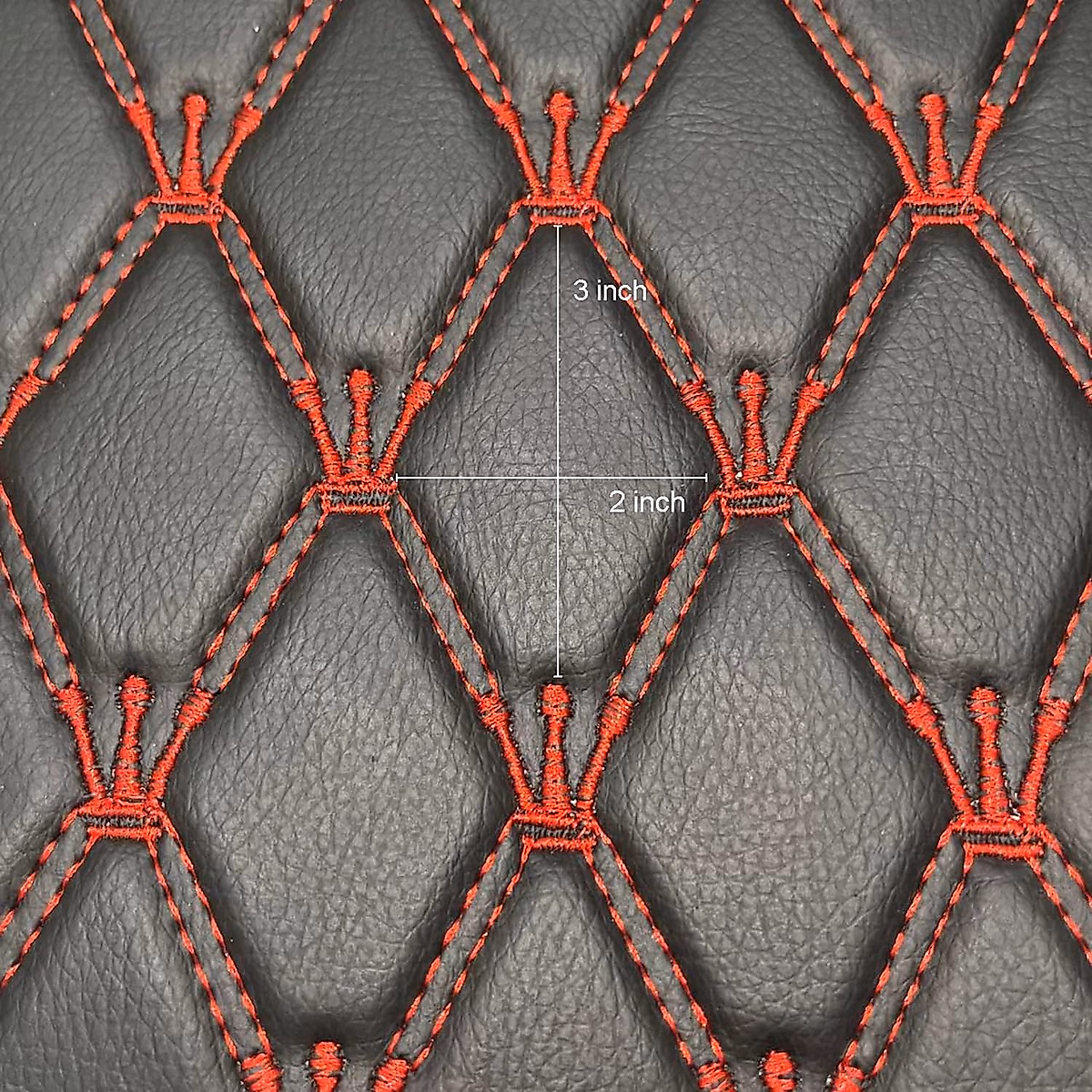 LANOBA Quilted Foam Vinyl Fabric King Crown Classic Pattern with 0.23" Sponge Backing Faux Leather Fabric for Car Headliner, Furniture Upholstery, Headboards,Diamond 2" x 3" (King Crown)