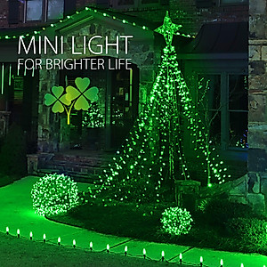 Minetom St. Patrick's Day Mini String Lights, 100 Count 27 Feet Detachable Incandescent Bulb Waterproof Green Fairy Lights Plug in for Indoor Outdoor Party Patio Christmas Decoration, Green Wire