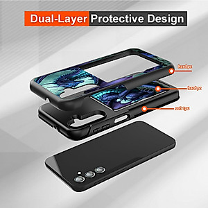 for Samsung Galaxy A54 5G Case for Samsung A54 5G Wallet Case with Card Holder Dragon Design for Women Men Hybrid Dual Layer Shockproof Protective Phone Case Cover for Samsung A54 5G 2023 6.4 inch