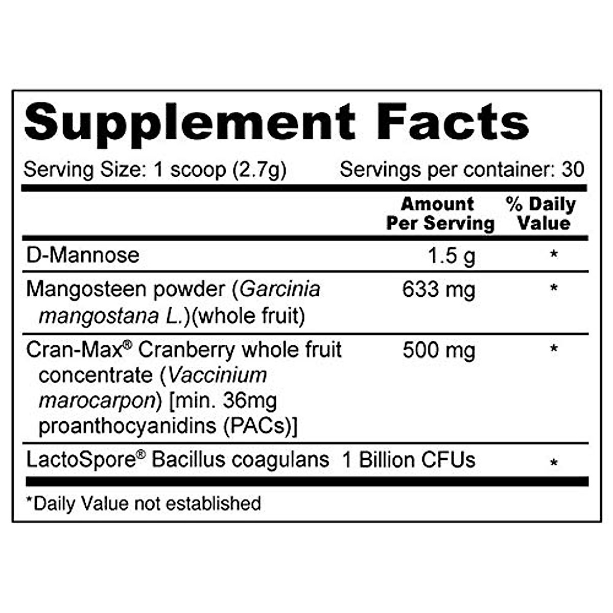Wellness Resources Vital UT Urinary Tract Supplement with Cranberry (36mg PACs), d-Mannose, Mangosteen, and LactoSpore Probiotic (30 Servings, Powder)