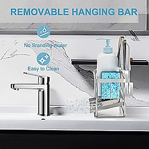 Ciyvotom Sponge Holder for Kitchen Sink, Sink Caddy Kitchen Sponge Holder for Dish Rags Brush Soap Scrubber Stainless Steel 304 Counter Organizer with Auto Drain Tray